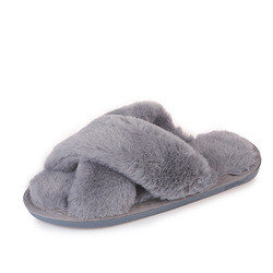Wholesale ladies house indoor and outdoor fashion pure color ladies open toe slipper fluffy winter ladies house shoes