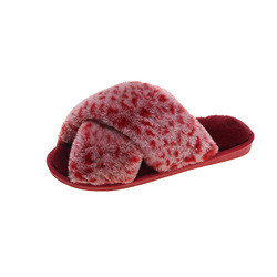 Women's Fashion Soft house Indoor slipper Home Fluffy house shoes  Cross Open Toe Fur Slides Slippers