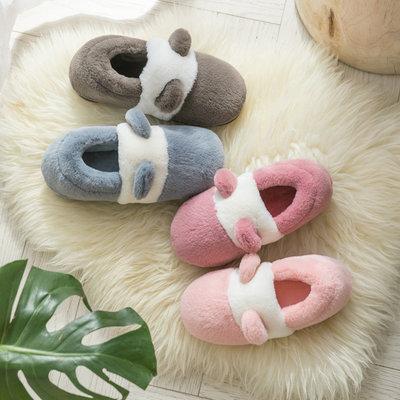 Wholesale new style winter imitation rabbit fur home bag heel slippers ladies thick-soled cute plush indoor house shoes