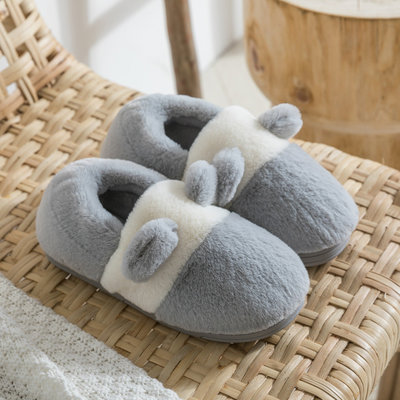 Wholesale new style winter imitation rabbit fur home bag heel slippers ladies thick-soled cute plush indoor house shoes