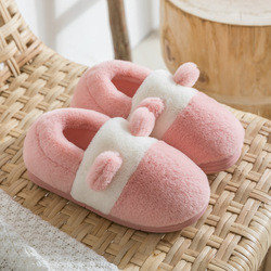 Wholesale new style winter imitation rabbit fur home bag heel slippers ladies thick-soled cute plush indoor house shoes
