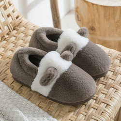 Wholesale new style winter imitation rabbit fur home bag heel slippers ladies thick-soled cute plush indoor house shoes