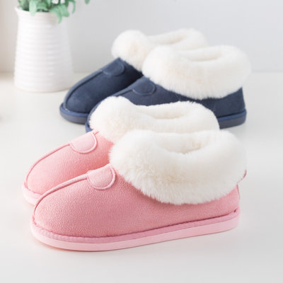 2021 summer hot sale faux suede ladies home solid color Round head slippers winter thick warm indoor plush cotton shoes