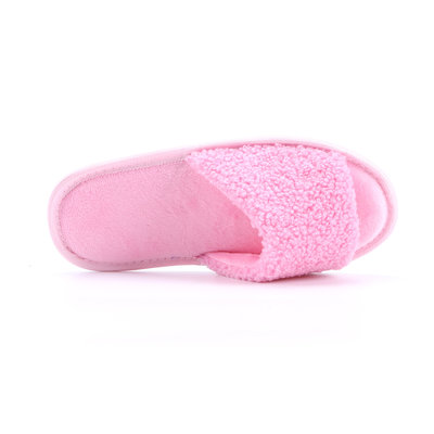 fluffy Teddy fur pink ladies open toe plush house indoor slippers