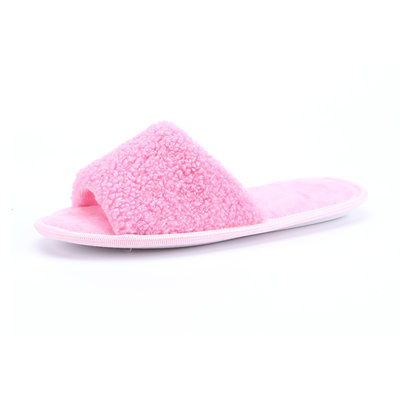 fluffy Teddy fur pink ladies open toe plush house indoor slippers