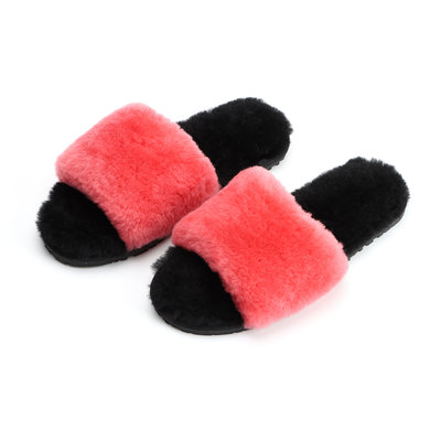 Wool Fur Slippers Warm Slides fluffy Slippers Home Indoor outdoor Winter open toe shoes