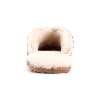 Womens Leather Warm Comfy Winter Slippers Fluffy Breathable house Indoor wool Slippers
