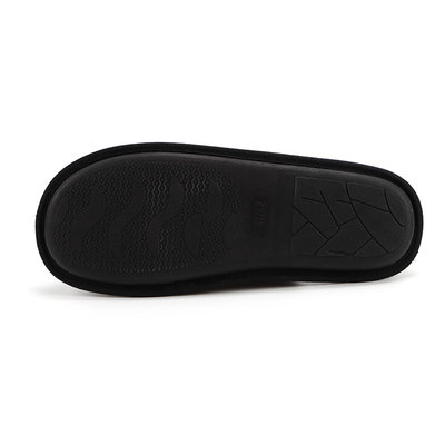 new design black PU fuzzy slipper warm soft plush winter house indoor slipper