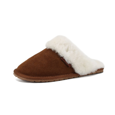 High quality real wool slippers fluffy fur house indoor winter slippers