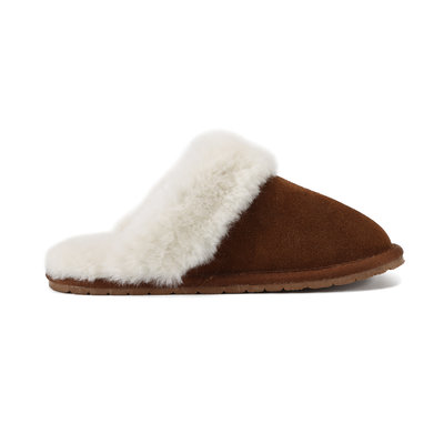 High quality real wool slippers fluffy fur house indoor winter slippers