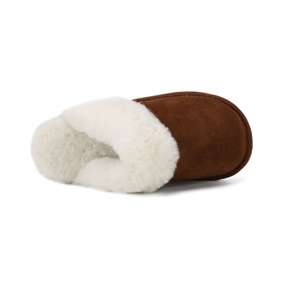 High quality real wool slippers fluffy fur house indoor winter slippers