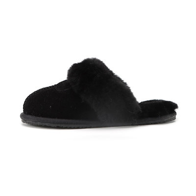 Women Genuine Suede Leather Warm Comfy Winter Fluffy Breathable house Indoor wool Slippers