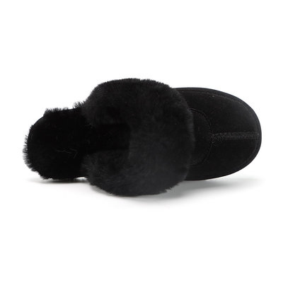 Women Genuine Suede Leather Warm Comfy Winter Fluffy Breathable house Indoor wool Slippers