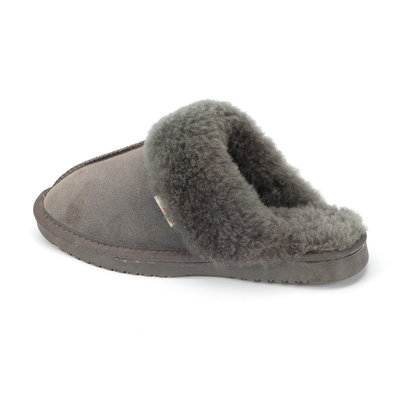 Leather upper sheep wool lined solid color warm house indoor slippers