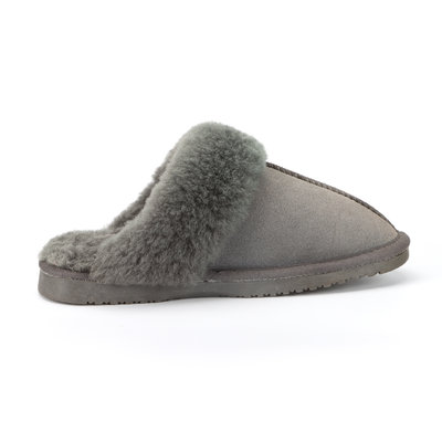 Leather upper sheep wool lined solid color warm house indoor slippers