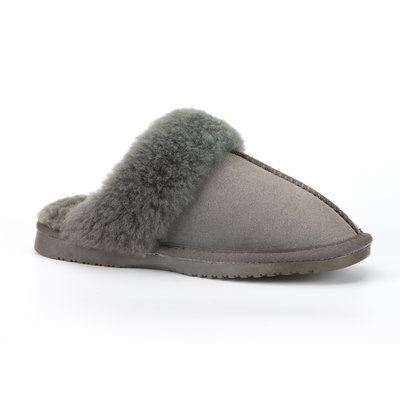 Leather upper sheep wool lined solid color warm house indoor slippers