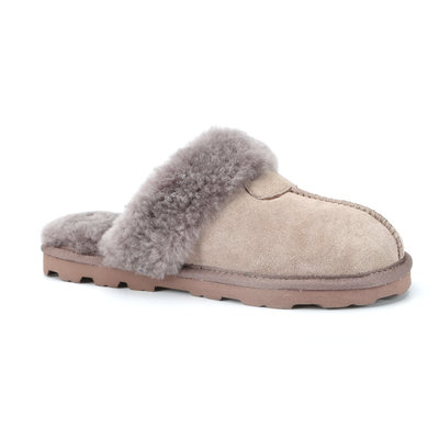 Women Leather Warm Comfy Winter Fluffy Breathable Indoor Scuff Sheepskin Slippers luxury fur slippers