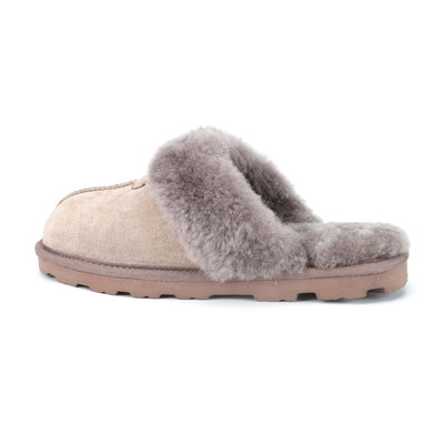 Women Leather Warm Comfy Winter Fluffy Breathable Indoor Scuff Sheepskin Slippers luxury fur slippers