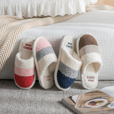 Explosive style plush slippers Winter indoor non-slip couple slippers Home warm wear-resistant fleece shoes
