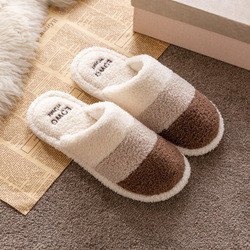 Explosive style plush slippers Winter indoor non-slip couple slippers Home warm wear-resistant fleece shoes