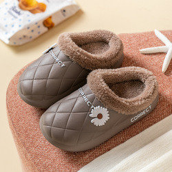 Newly listed net celebrity waterproof plush slippers for couples winter Bag heel warm non-slip slippers