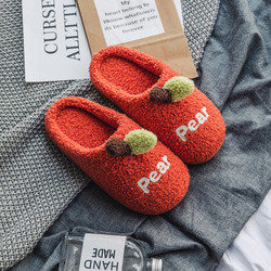 2021 Winter new design Simple and natural slippers cute plush cartoon thick-soled warm couple shoes wholesale
