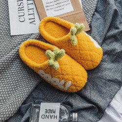 2021 Winter new design Simple and natural slippers cute plush cartoon thick-soled warm couple shoes wholesale