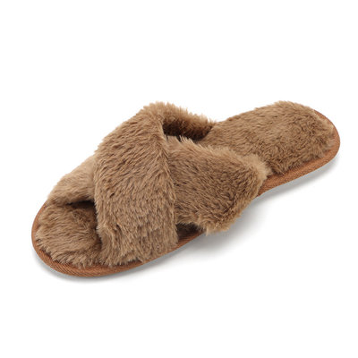 Women Faux Fur Slippers Warm open toe House indoor Slippers Home Slippers for Girls