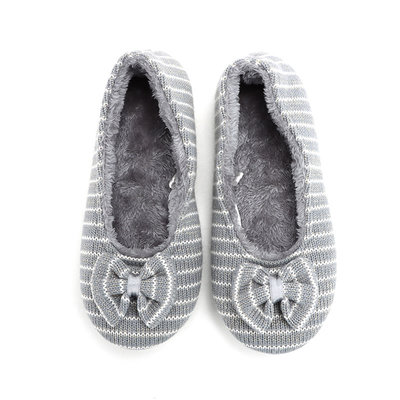 Custom women super soft warm plush slippers girls comfortable home slipper with bowknot