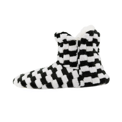 women Comfy faux fur Warm grid Winter home Boots soft house indoor slippers