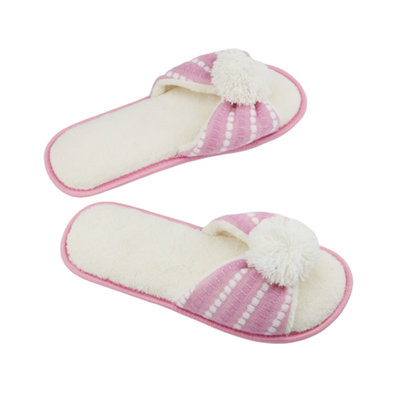 autumn and winter women pink fluffy fur house indoor slides  slippers lovely open toe house shoes