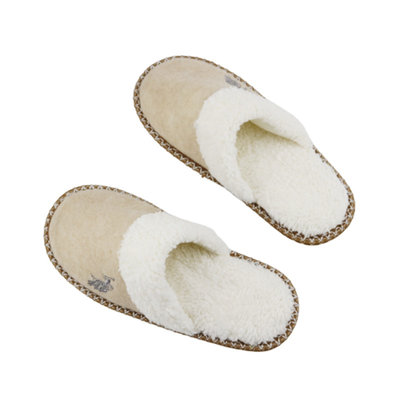 Women's Velour Closed Toe Scuff Open Back Slippers Embroidery Decoration Winter Warm Slipper
