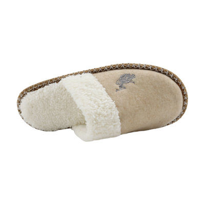 Women's Velour Closed Toe Scuff Open Back Slippers Embroidery Decoration Winter Warm Slipper