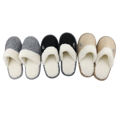 Women's Velour Closed Toe Scuff Open Back Slippers Embroidery Decoration Winter Warm Slipper