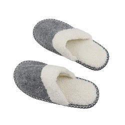 Women's Velour Closed Toe Scuff Open Back Slippers Embroidery Decoration Winter Warm Slipper
