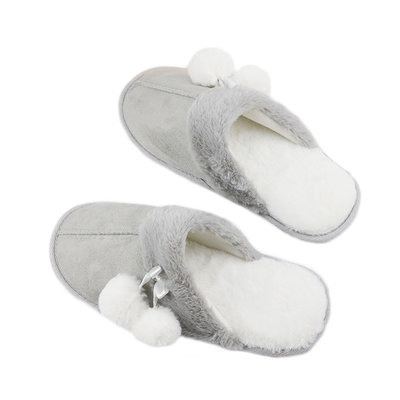 faux suede winter women slippers warm soft fur ball slippers indoor scuff