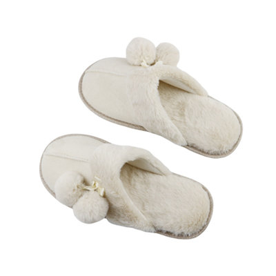 faux suede winter women slippers warm soft fur ball slippers indoor scuff