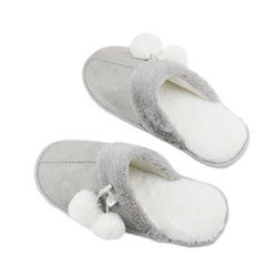 faux suede winter women slippers warm soft fur ball slippers indoor scuff