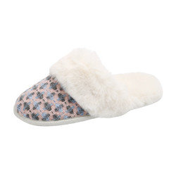 Women Slip On Fluffy Faux Fur Warm Winter  knitted fabric Comfy house indoor Slippers