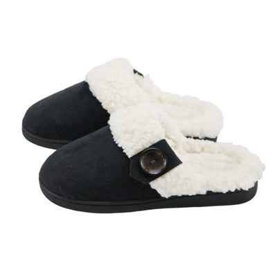 Women Winter  buttons decoration Slipper Fluffy Slip On House Slippers Soft house Indoor Slipper