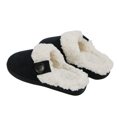 Women Winter  buttons decoration Slipper Fluffy Slip On House Slippers Soft house Indoor Slipper