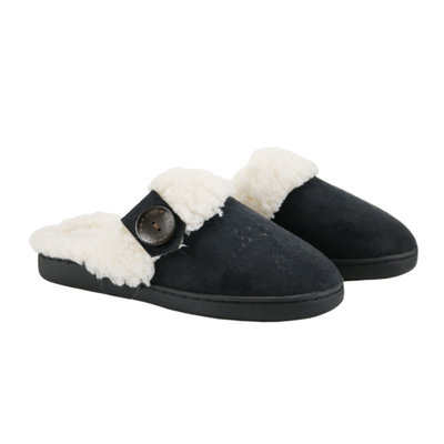 Women Winter  buttons decoration Slipper Fluffy Slip On House Slippers Soft house Indoor Slipper