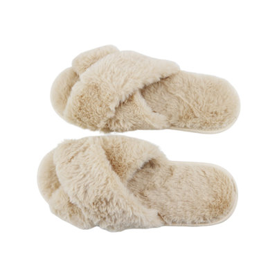 soft sole women home indoor shoes plush faux fur slippers open toe sandals lady comfy  open toe shoes