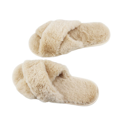 soft sole women home indoor shoes plush faux fur slippers open toe sandals lady comfy  open toe shoes
