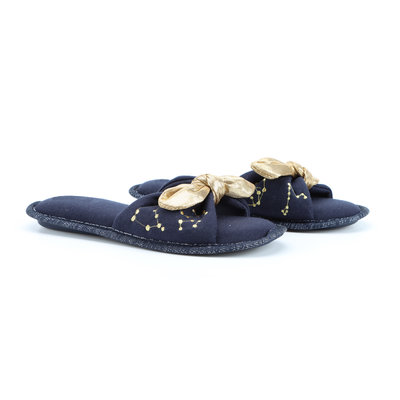 Indoor Gold Bowknot Sandal Flat Sole Slippers Custom  For Woman