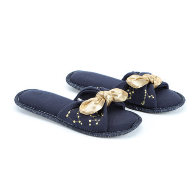 Indoor Gold Bowknot Sandal Flat Sole Slippers Custom  For Woman