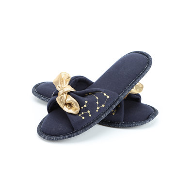Indoor Gold Bowknot Sandal Flat Sole Slippers Custom  For Woman