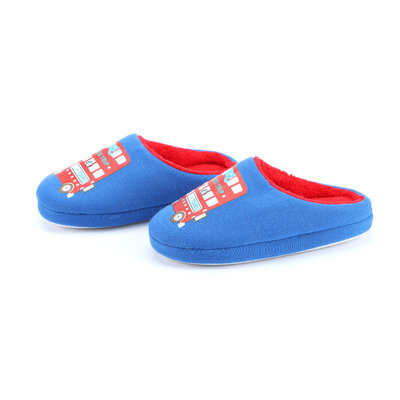 children Winter blue Cartoon car house Indoor Kids  Plush Baby Slippers