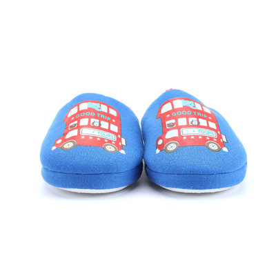 children Winter blue Cartoon car house Indoor Kids  Plush Baby Slippers