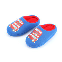 children Winter blue Cartoon car house Indoor Kids  Plush Baby Slippers